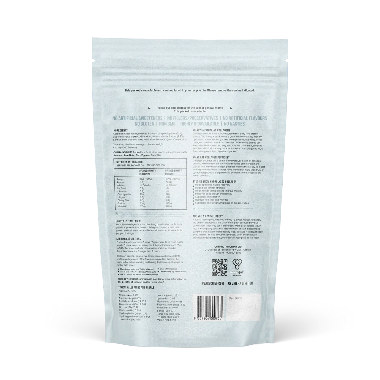 Chief Collagen Powder Protein Creamy Vanilla – Simply Active Pte Ltd